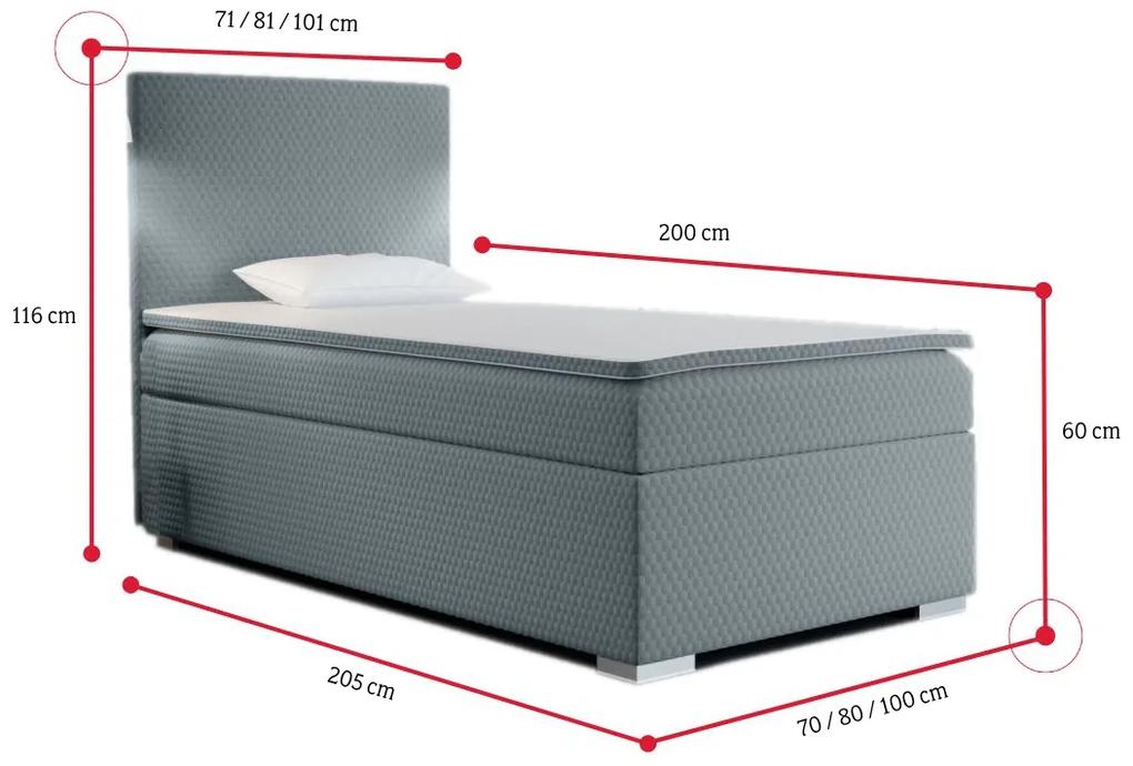 Čalouněná postel boxspring ICON + topper, 70x200, sawana pik honey 72, levá