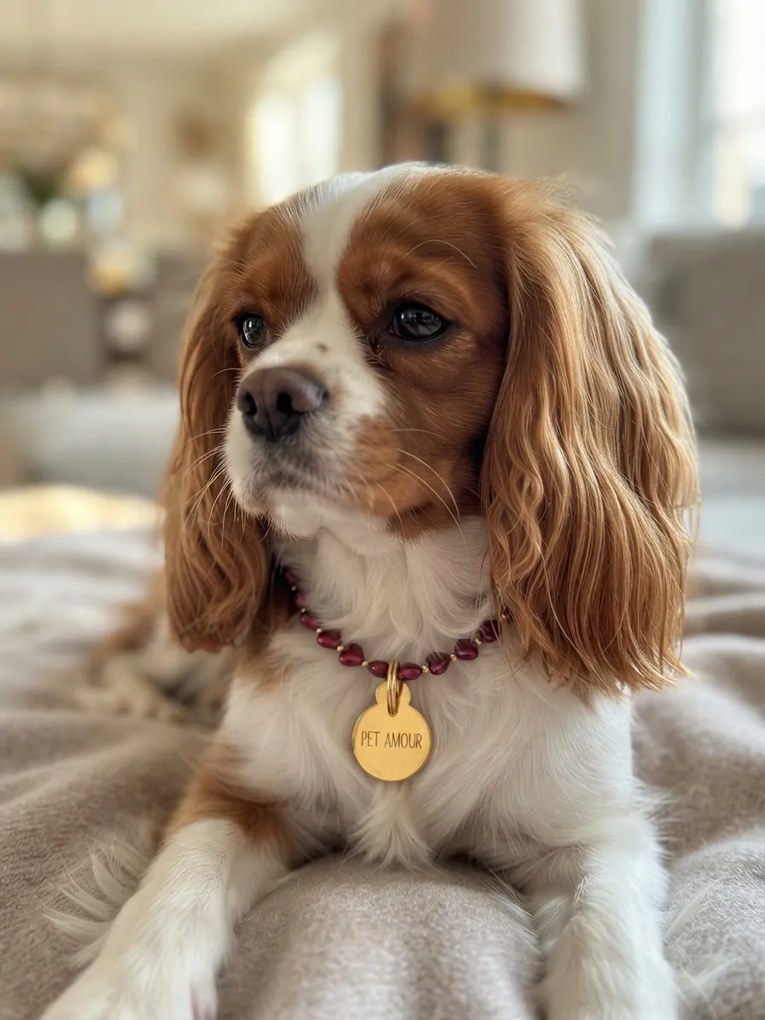 Pet Amour PA náhrdelník pro malé psy z perel srdíčko bordó Velikost: XS