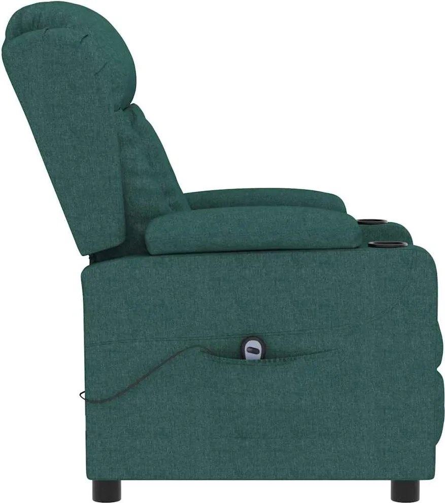 Elektrické polohovací křeslo tmavě zelené textil 3098783