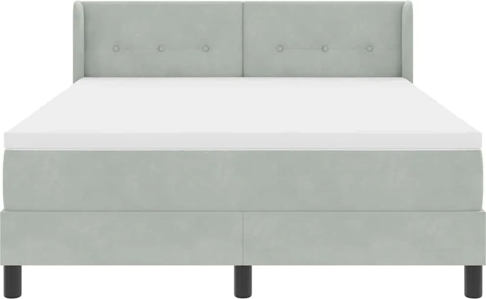 Postel s boxspringem s čelo Světle šedá 200 x 140 cm samet 3341468