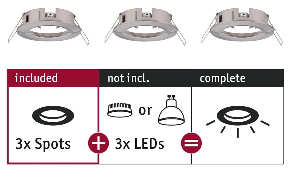 Paulmann 92479 Choose, sada bodovek 3x10W, kartáčovaná ocel, průměr 7,8cm