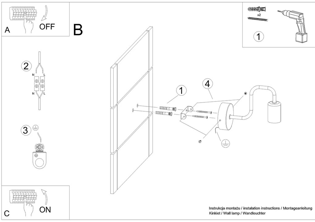 Nástěnné svítidlo Vector 1, černé tělo svítidla