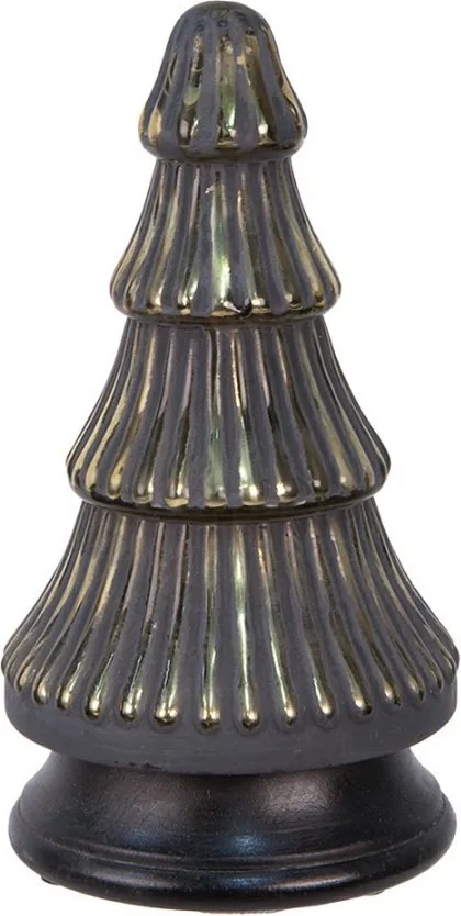 Skleněná vánoční dekorace černozlatého stromečku - 14*25 cm