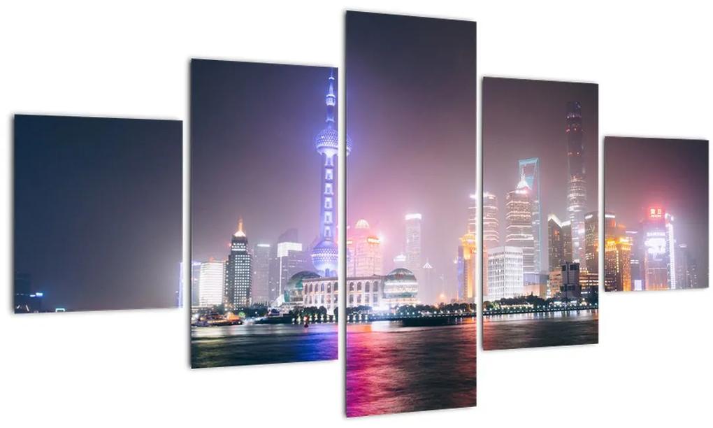 Obraz nočního Šanghaje (125x70 cm)