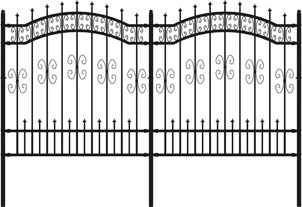 Zahradní plot KAMPEN s kopím nahoře černý 240 x 125 cm ocelový 151086
