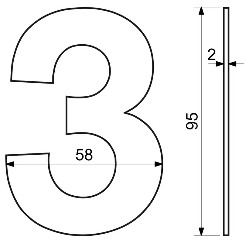 Domovní číslo "3", RN.95L, černá