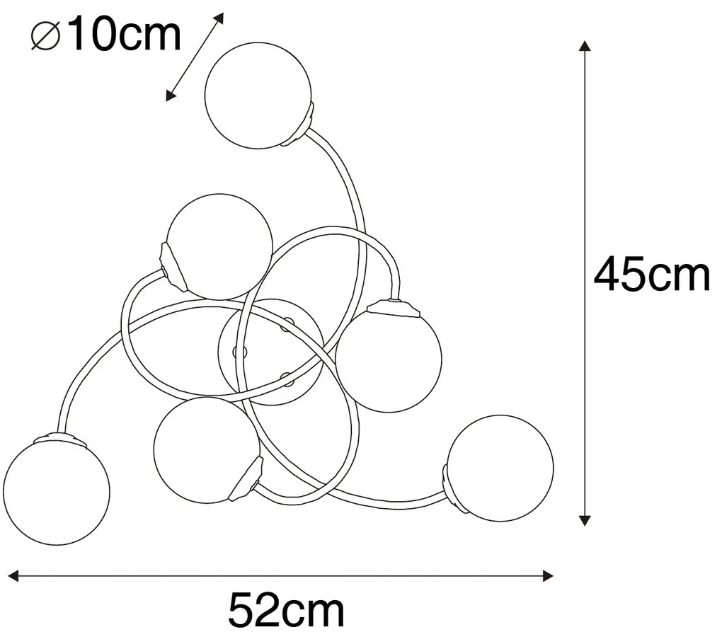 Moderní stropní svítidlo zlaté s opálovým sklem 6-světlo - Atény