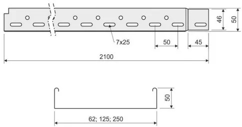 Kabelový žlab s integrovanou spojkou KOPOS Mars NKZI 50X125X0,70 S (2m)