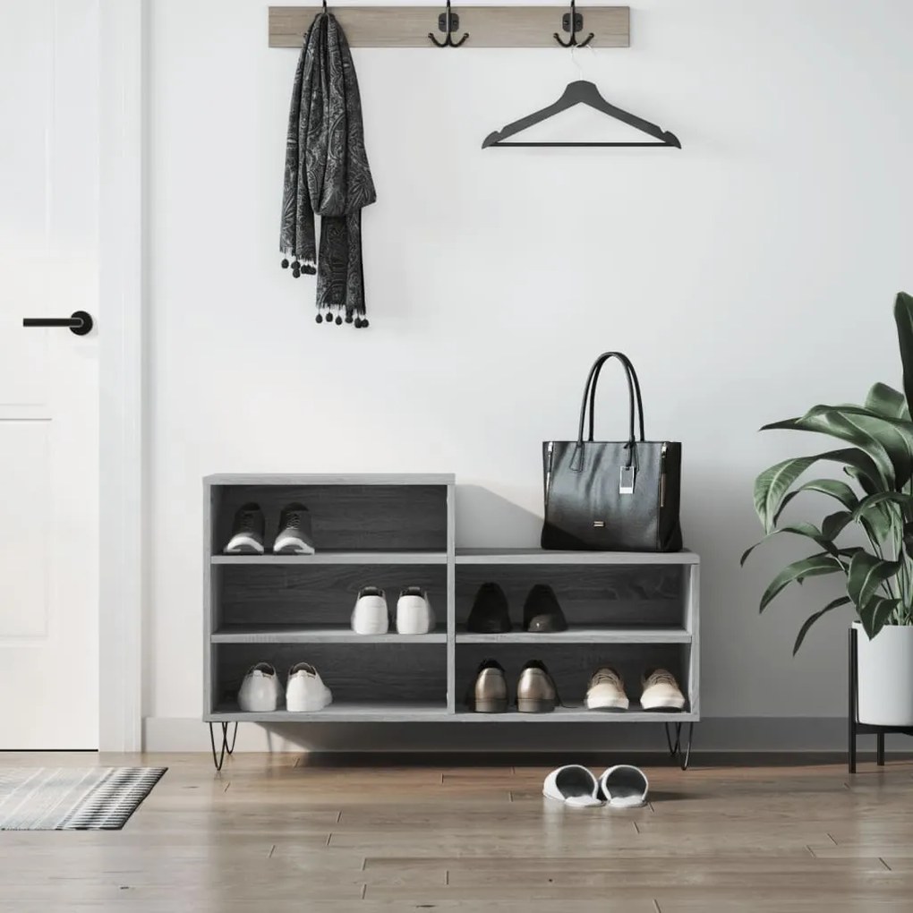Botník betonově šedý 102x36x60 cm kompozitní dřevo