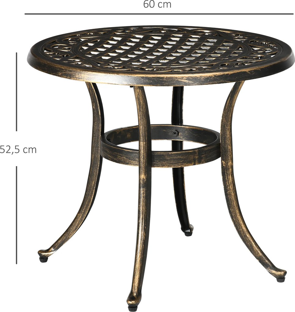 Zahradní stůl odolný proti povětrnostním vlivům, kulatý, s rámem z litého hliníku, nosnost 60 kg Ø60x52,5H cm