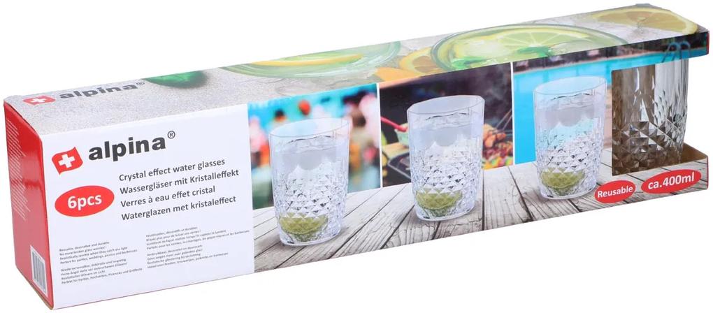Alpina Plastové sklenice s křišťálovým efektem, 400 ml, 6 ks