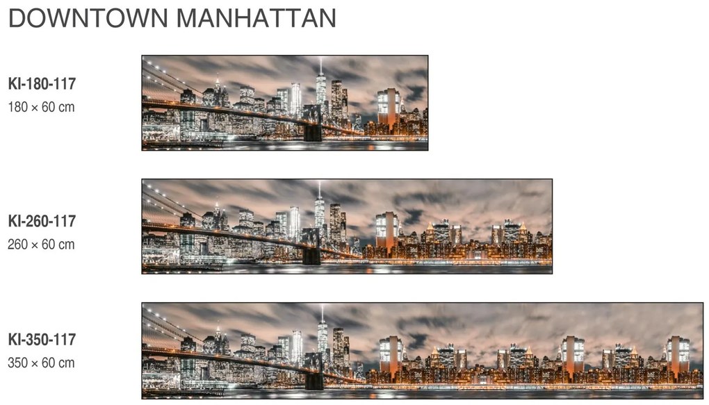 DIMEX | Fototapeta do kuchyně Noční Manhattan KI-260-117 | 260 x 60 cm | černá, oranžová, šedá