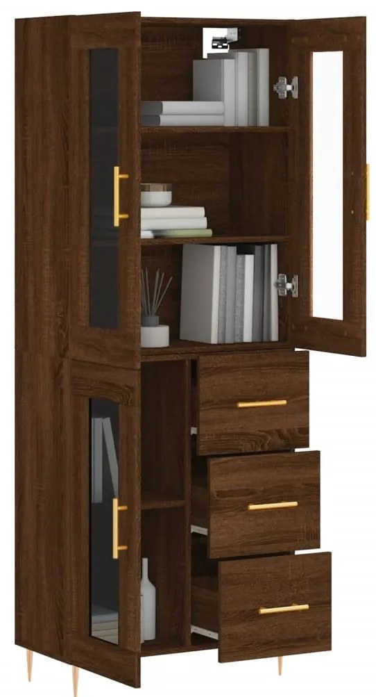 Skříň highboard hnědý dub 69,5 x 34 x 180 cm kompozitní dřevo - Default Title