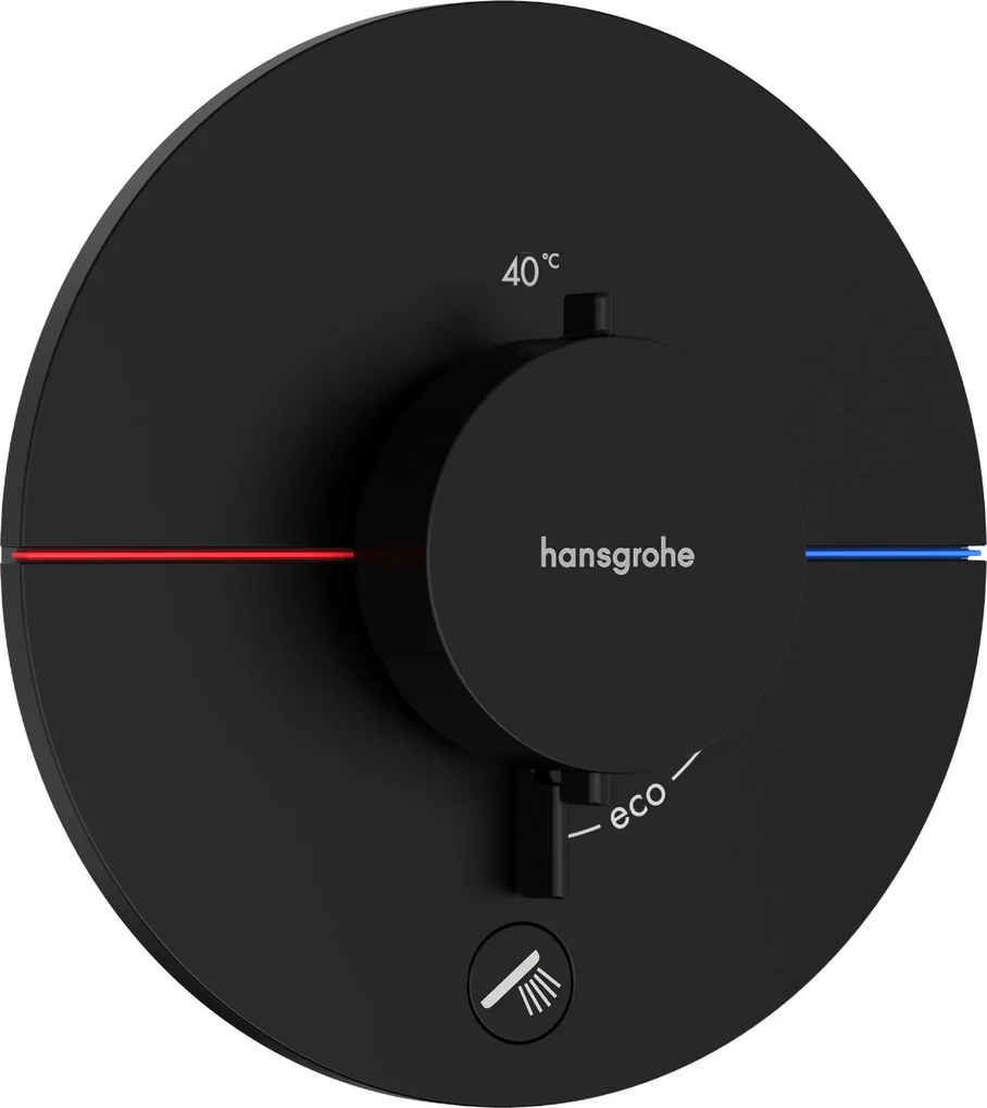 Hansgrohe ShowerSelect Comfort S, termostat pod omítku pro 1 spotřebič a další výtok, černá matná, HAN-15562670