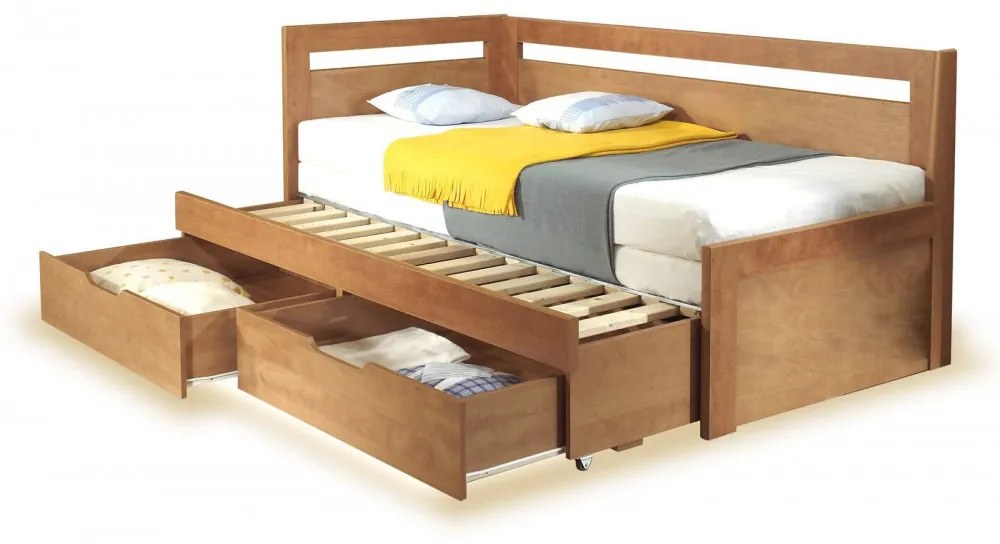Rozkládací postel s úložným prostorem TANDEM KLASIK levá, 90x200 BMB, Bříza