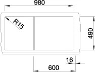 Granitový dřez Blanco ZENAR XL 6 S InFino šedá skála dřez vlevo s excentrem 523996