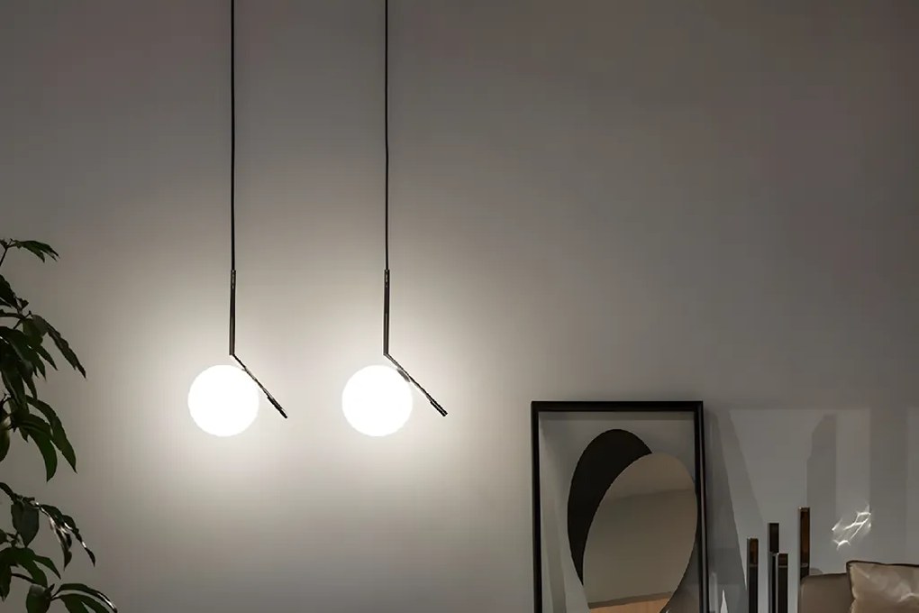 Toolight Rea, Stropní lampa visící skleněná koule z bílého zlata G107-1W BLACK WHITE, OSW-09732
