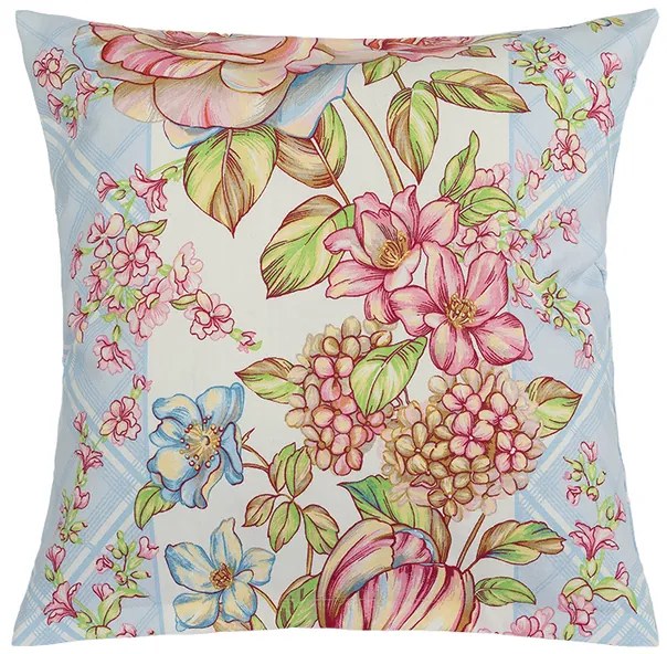 Bellatex Polštářek GITA 45x45 cm Růže růžová, světle modrá