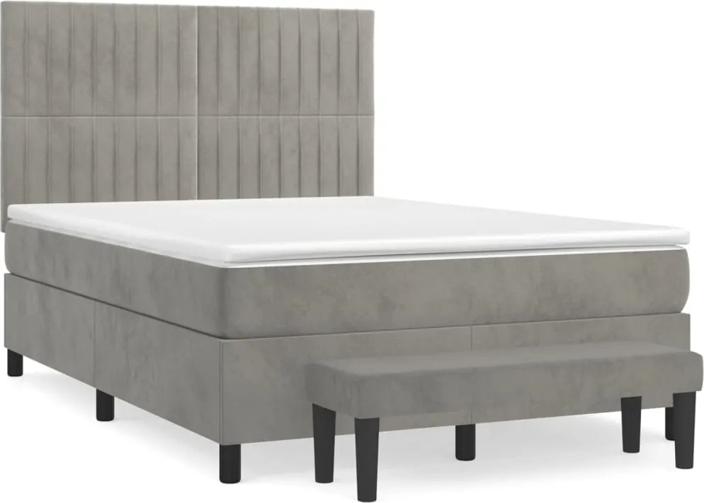 Box spring postel s matrací světle šedá 140x200 cm samet 3137965