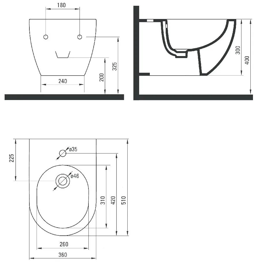 Aplomo Peonia bidet závěsný, antracit