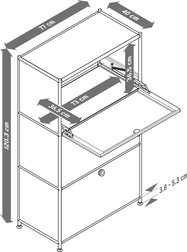 Tchibo - Kovová komoda »Cn3« se 3 výklopnými dvířky - barva: hnědá