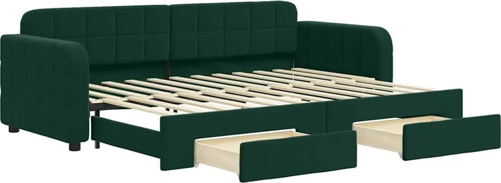 Válenda s přistýlkou a zásuvkami tmavě zelená 80 x 200 cm samet 3196972