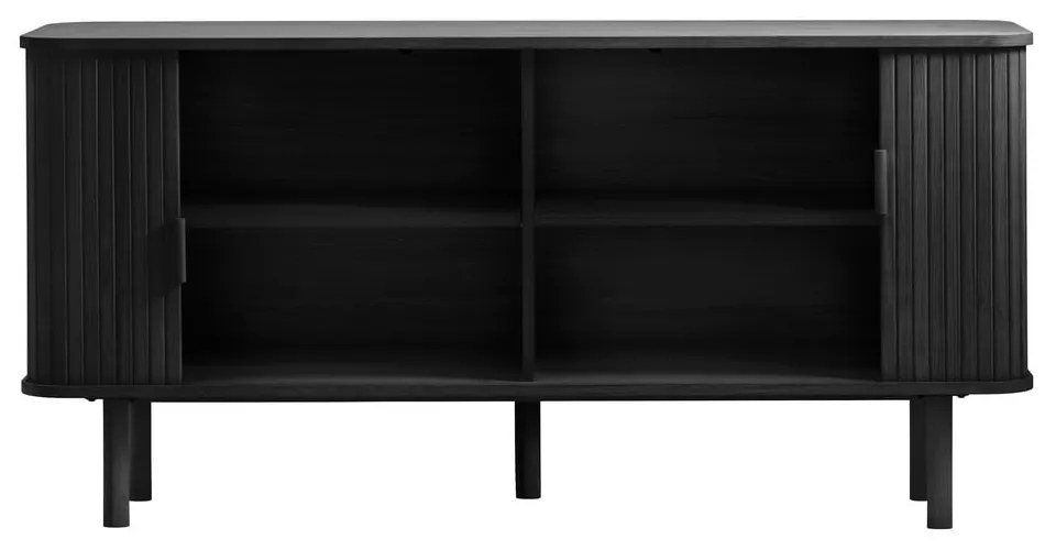 Černá nízká komoda v dekoru dubu s posuvnými dveřmi 76x160 cm Cavo – Unique Furniture