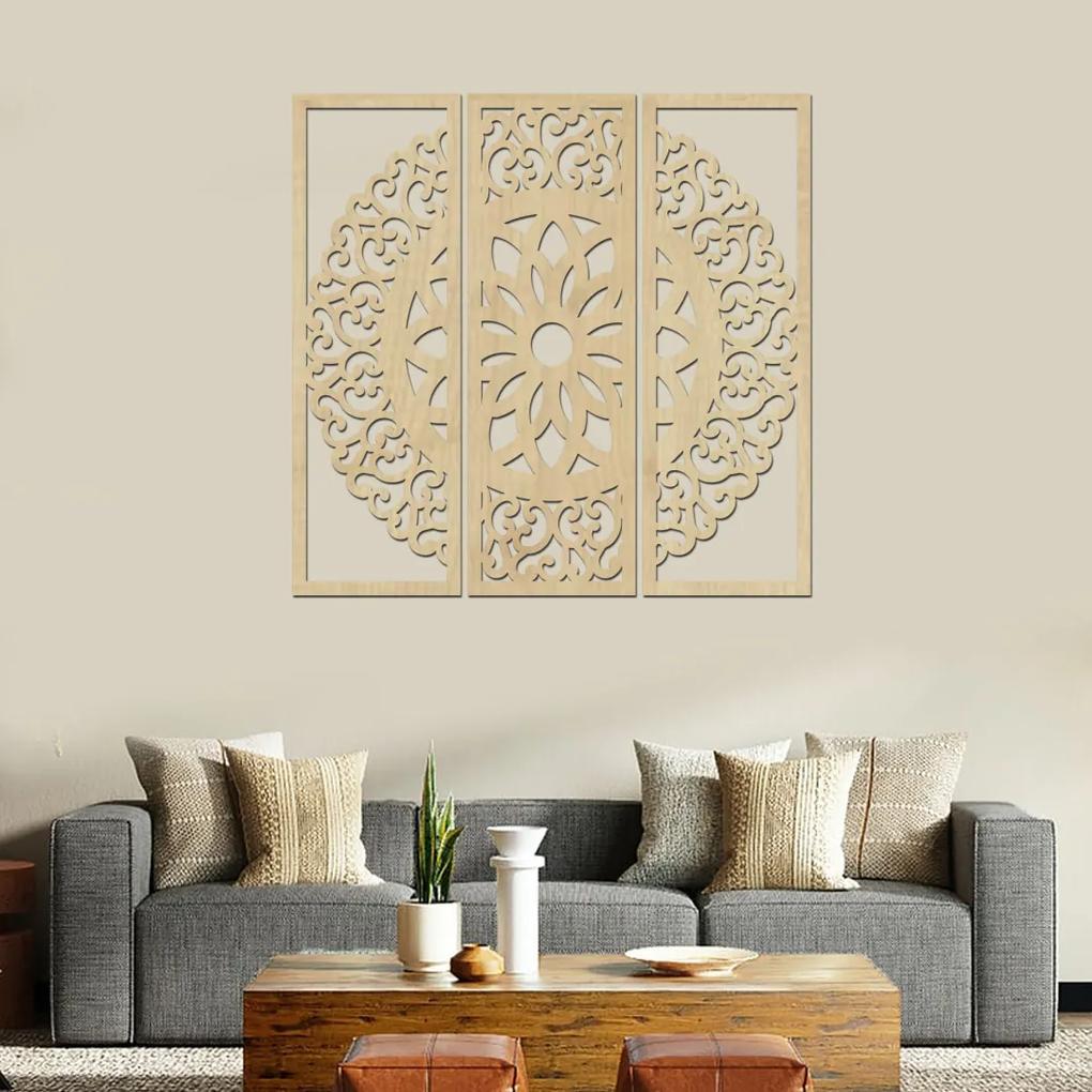dřevo života Dřevěná mandala na zeď OHEŇ Barevný vzor: Bílá, Rozměry (cm): 95x90