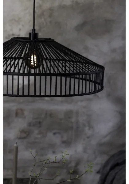 Markslöjd 108782 - Lustr na lanku TAPA 1xE27/40W/230V černá/bambus