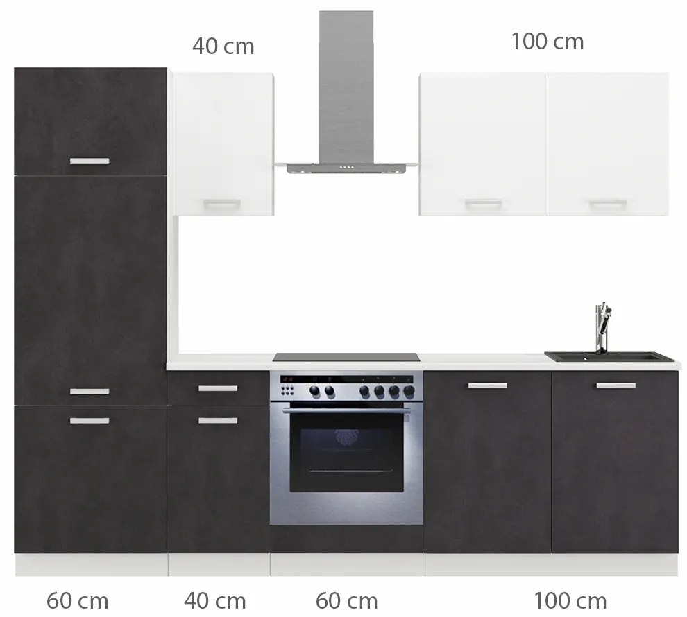 Kuchyňská linka TONI | 260 cm | S PRACOVNÍ DESKOU | bílá/matera