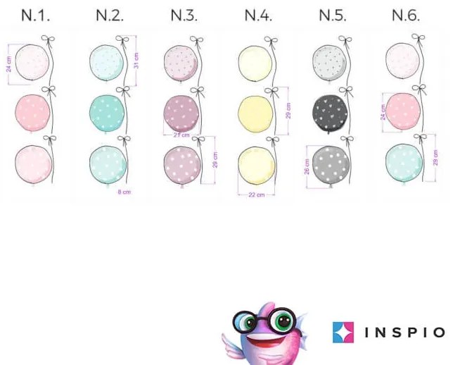 Samolepky do dětského pokoje - INSPIO balónky v pastelových barvách