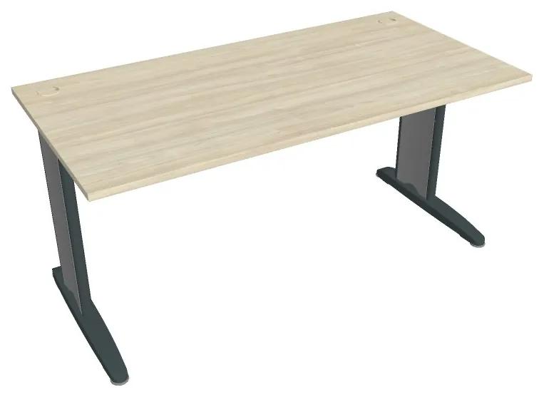 Stůl pracovní rovný 160 cm - Hobis Flex FS 1600 Dekor stolové desky: akát, Barva nohou: černá