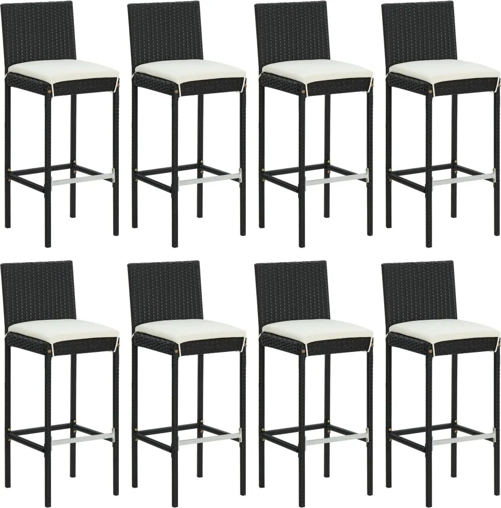 9dílný zahradní barový set s poduškami černý polyratan 3187629