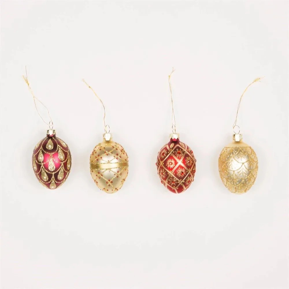 Skleněné vánoční ozdoby v sadě 4 ks 4,5 cm Heirloom Oval – Sass &amp; Belle