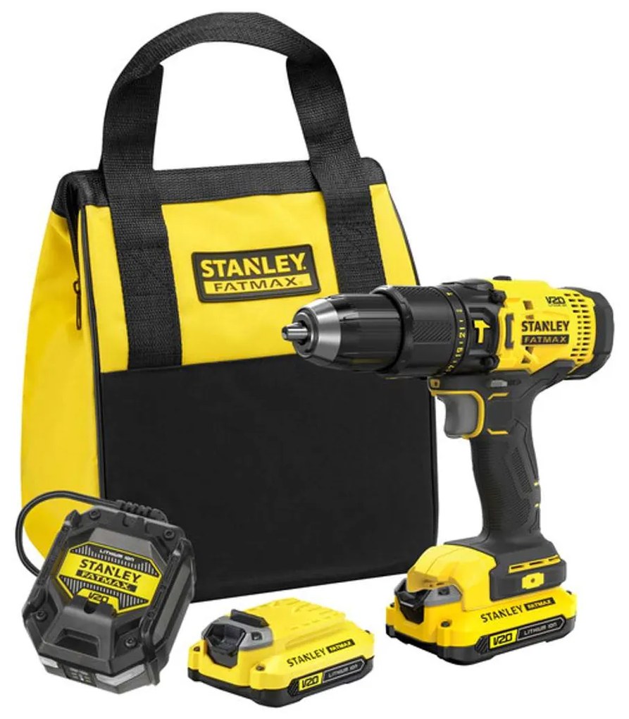 Stanley - 18V AKU vrtací šroubovák, 2x aku 1,5 Ah Li-Ion, nabíječka SFMCD700C2S-QW