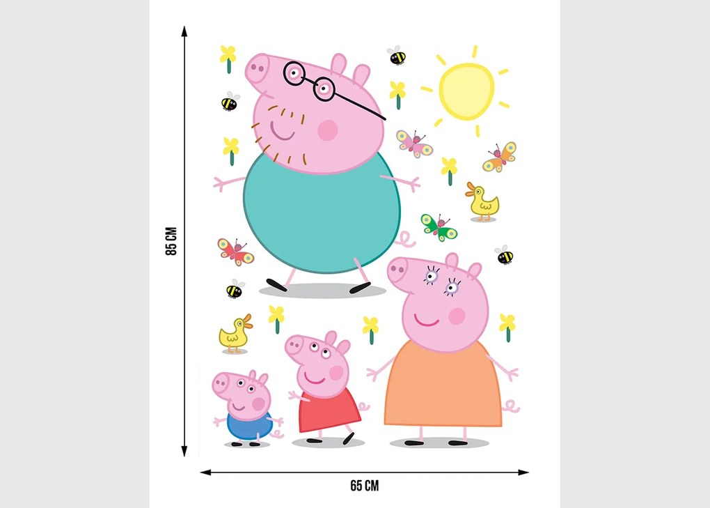 Dětská samolepka na zeď Prasátko Peppa | 65 x 85 cm | DDK2341