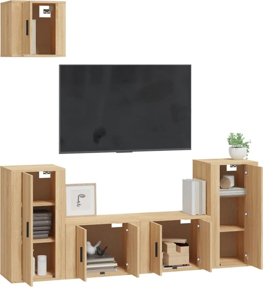 vidaXL 5dílný set TV skříněk kompozitní dřevo [3188585] Barva: Černá