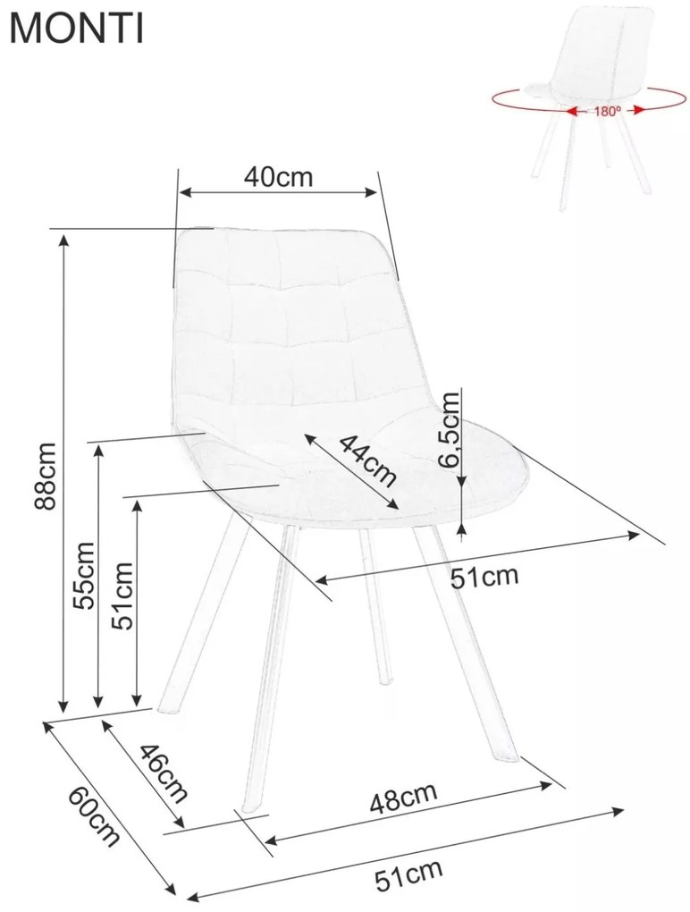 Sametová jídelní židle Monti - výběr z 4 provedení