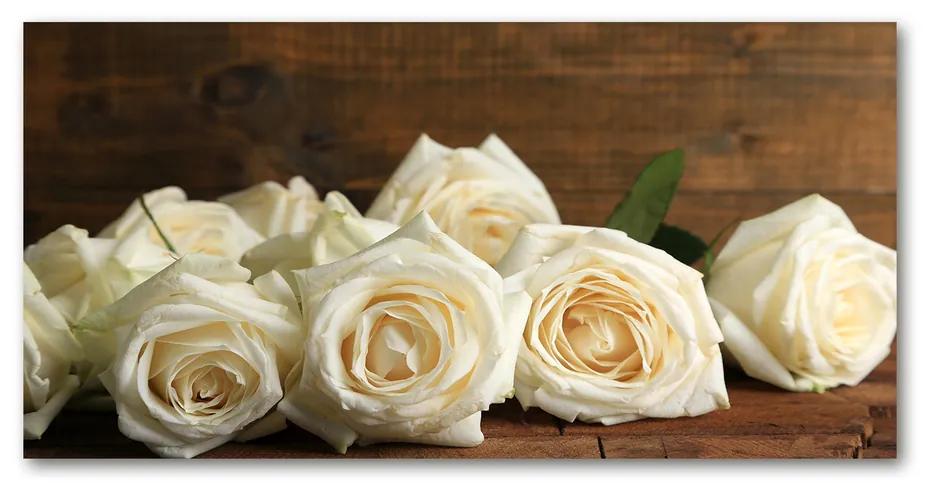 Wallmuralia Foto obraz akrylový do obýváku Bílé růže 120x60 cm