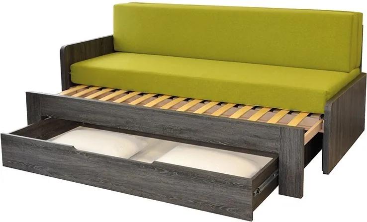 Ahorn DUOVITA 90 x 200 lamela - rozkládací postel a sedačka 90 x 200 cm levá - dub světlý / hnědý / akát