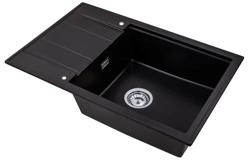 Gamma Modern 8010, 1-komorový granitový dřez 800x500x210 mm, černá se zlatými body, GMA-ZM-8010-GD