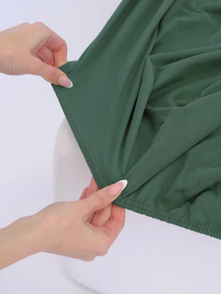 MK Lůžkoviny Jersey prostěradlo Classic 220 × 200 cm - tmavě zelené