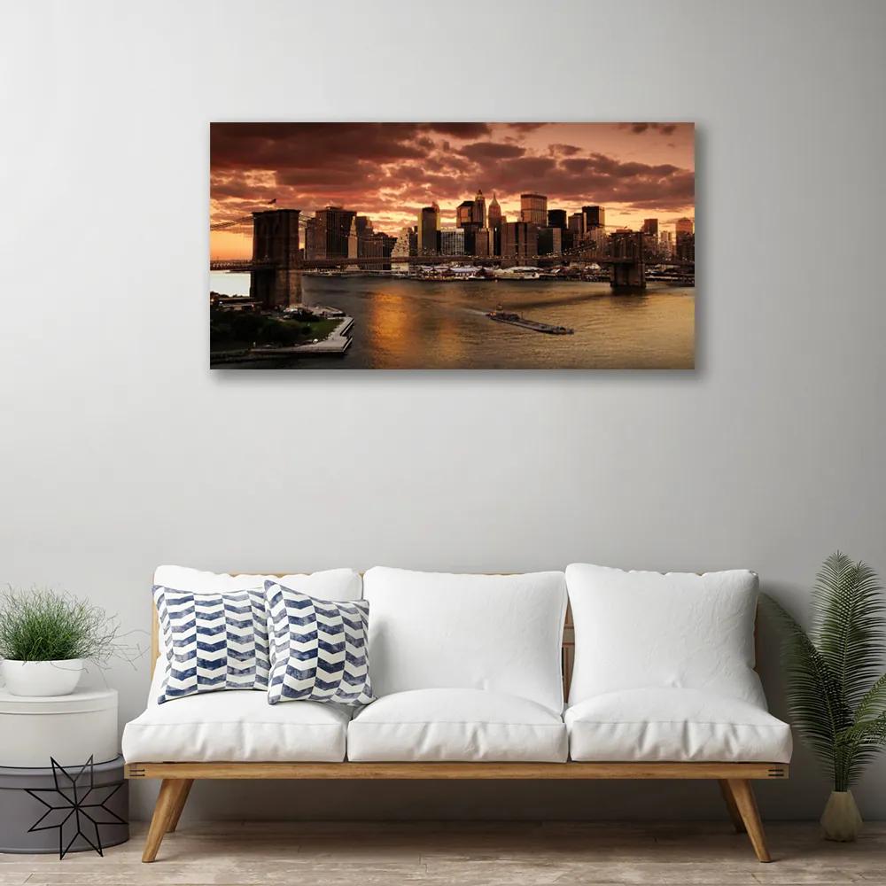 Obraz na plátně Město Brooklynský Most 125x50 cm