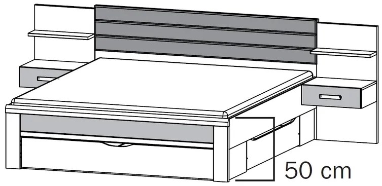 Postel s nočními stolky Bernau 180x200 cm, dub stirling/bílá