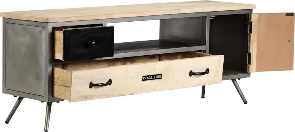 TV stolek masivní mangovníkové dřevo a ocel 120 x 30 x 45 cm 246282