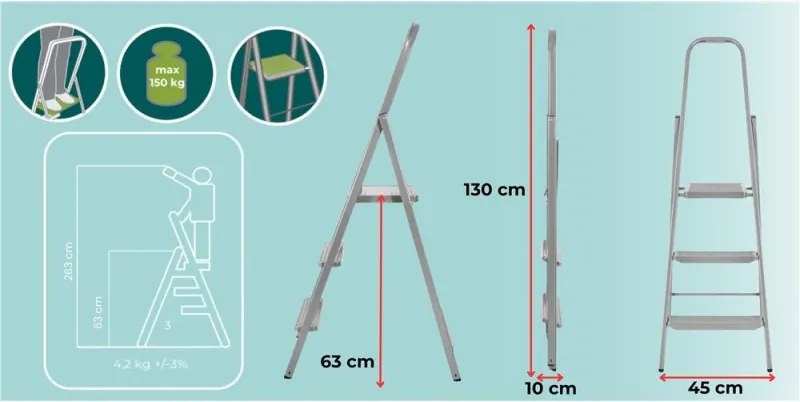 Ocelové schůdky 3 stupně SPRINGOS LD0098