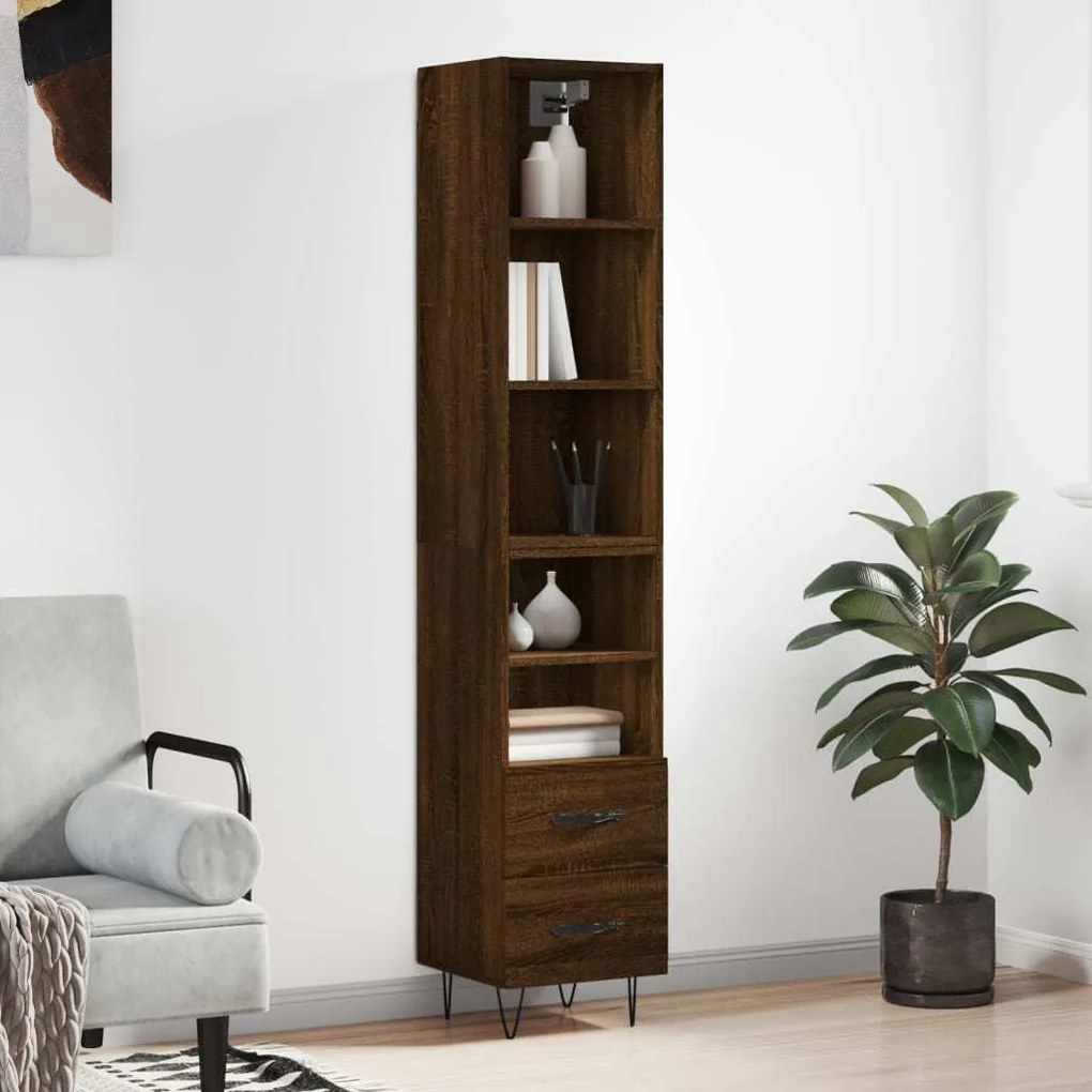 vidaXL Skříň highboard 34,5 x 34 x 180 cm kompozitní dřevo [3189761] Barva: bílá s vysokým leskem