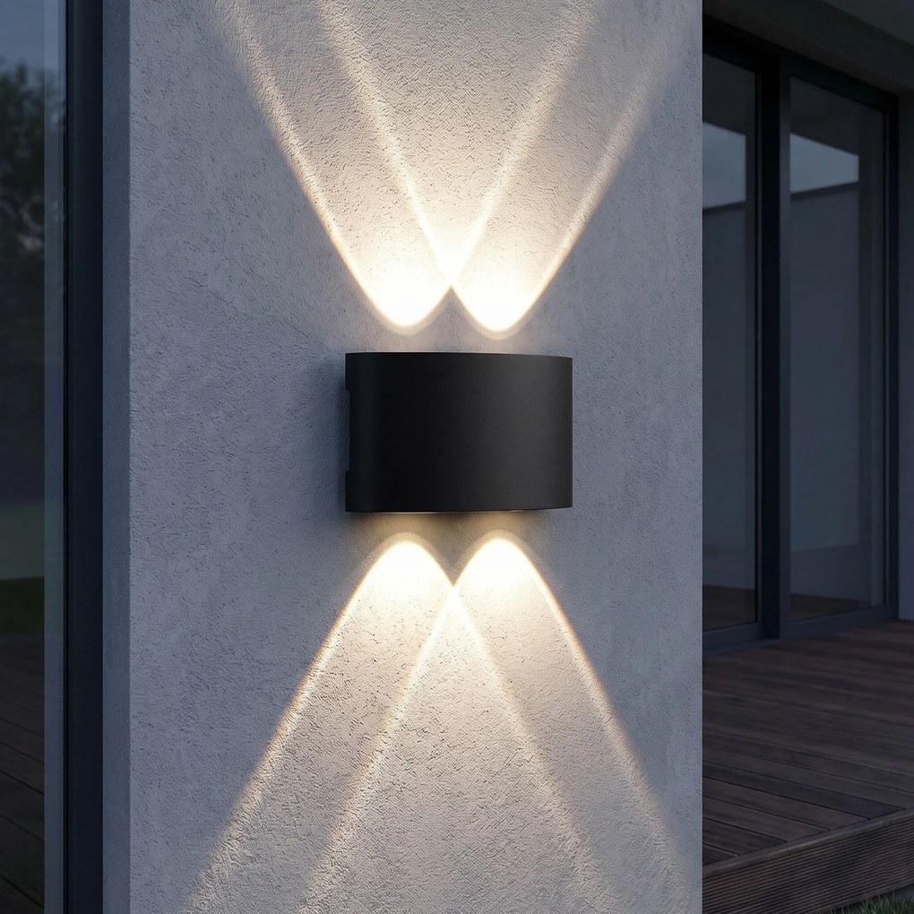 Toolight Toolight, JNH039-4G, venkovní LED nástěnné svítidlo nahoru/dolů, 4 LED, 12 W, 4000 K, IP44, černá matná, OSW-56230
