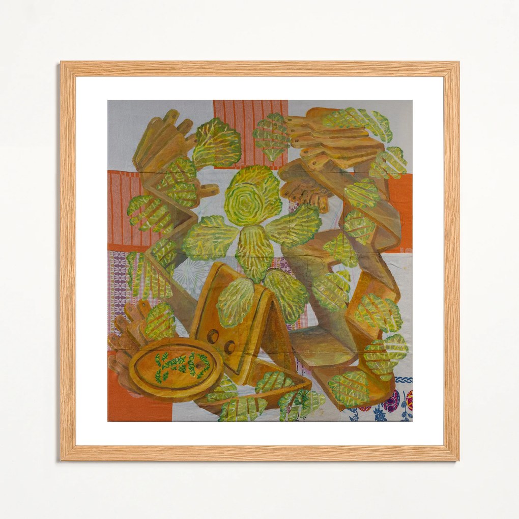 Daniela Krajčová | Krajanie šalátu Rám: Černý, Velikost: 50 x 50 cm