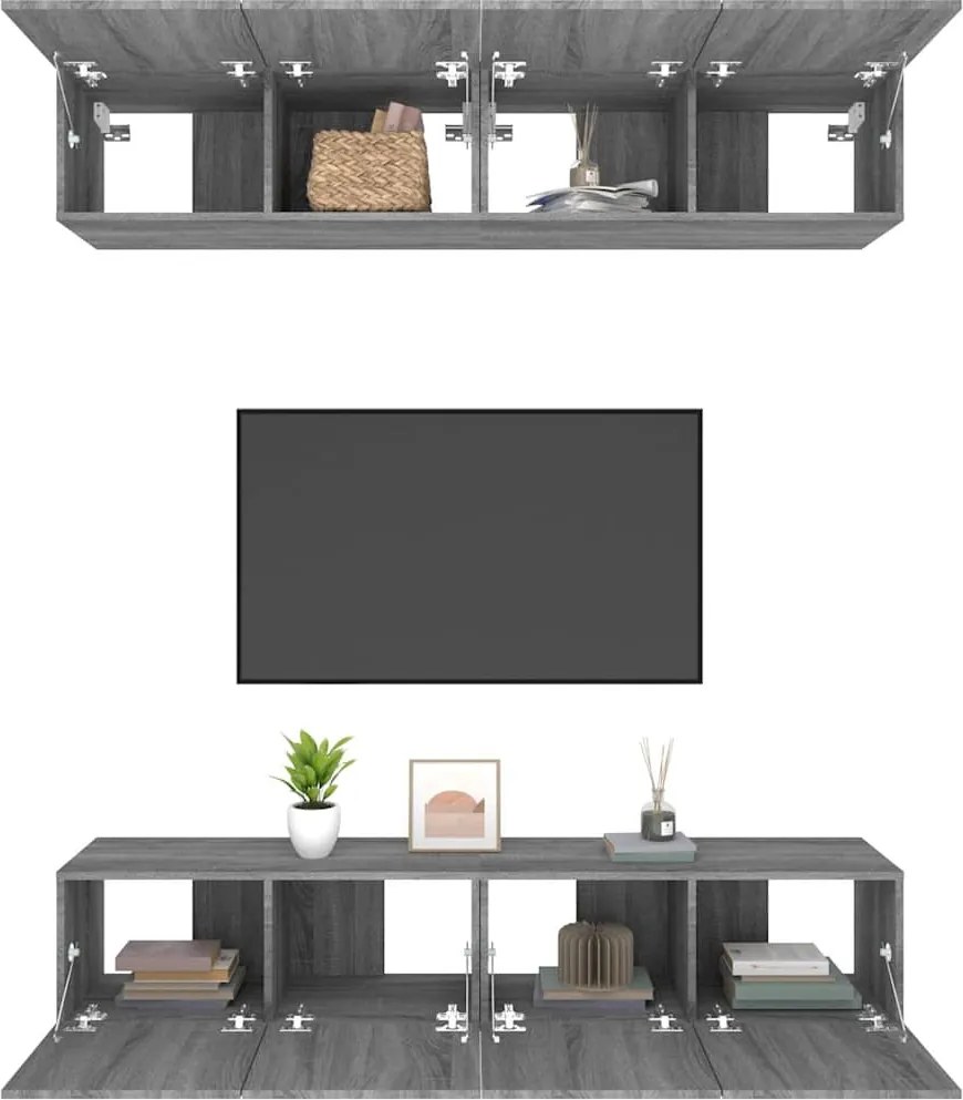 TV skříňky 4 ks šedé sonoma 80 x 30 x 30 cm kompozitní dřevo 3114188